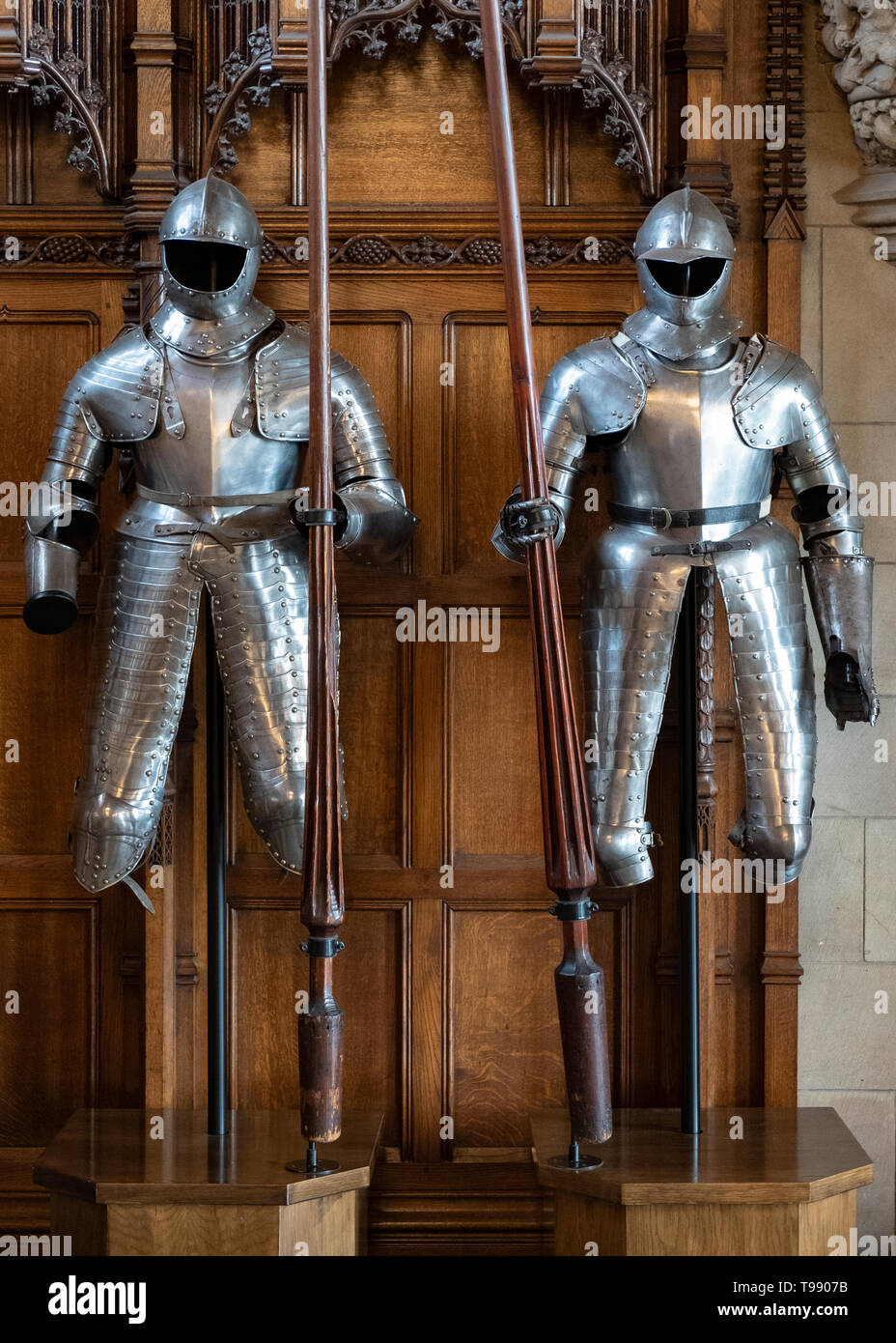 Suits of armour on display at The Great Hall at Edinburgh Castle in ...