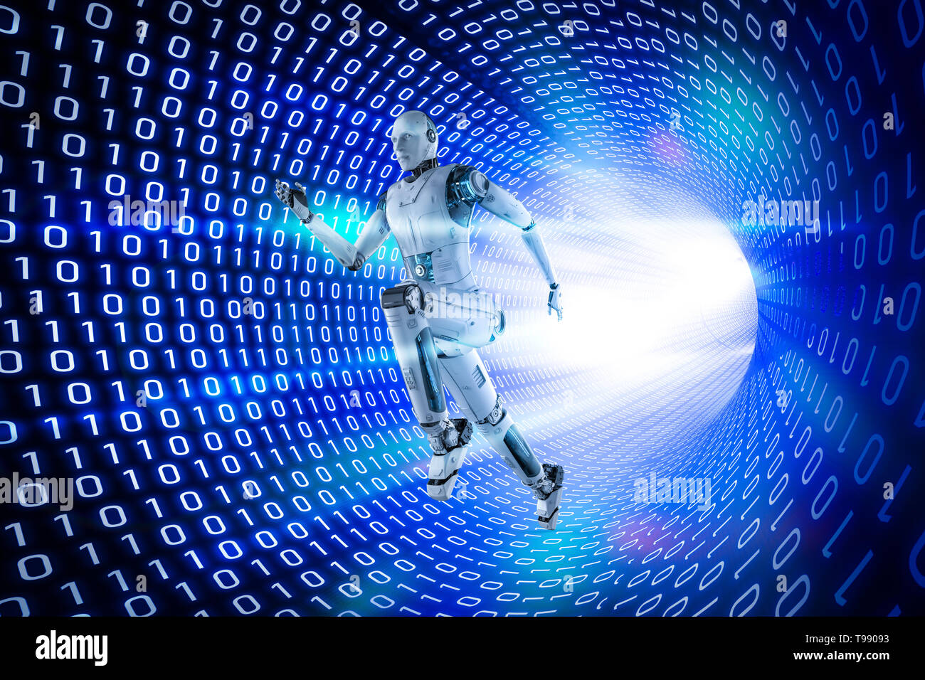 3d rendering artificial intelligence robot with binary tunnel ... 3d rendering artificial intelligence robot with binary tunnel ...