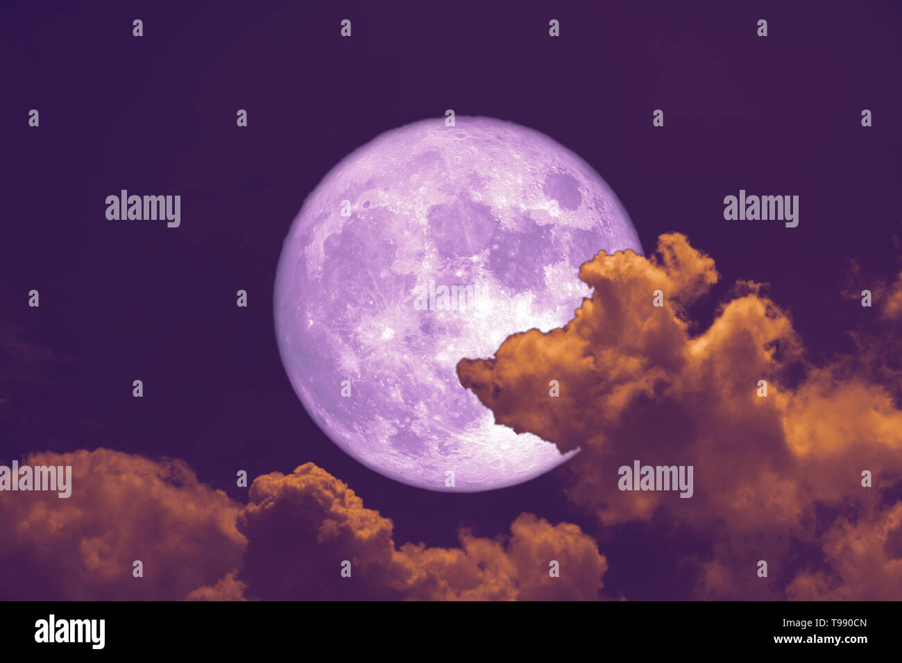 worm moon back on silhouette heap cloud on sunset sky, Elements of this ...