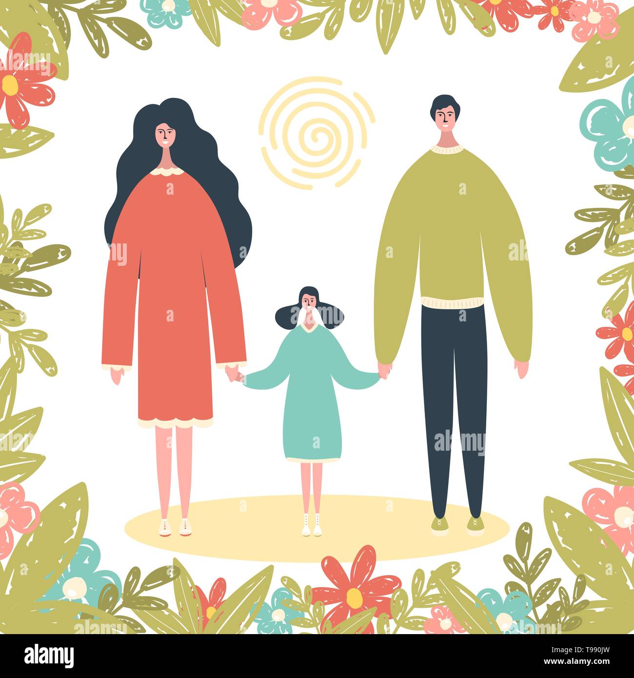 Family and flowers on white background Stock Vector Image & Art - Alamy