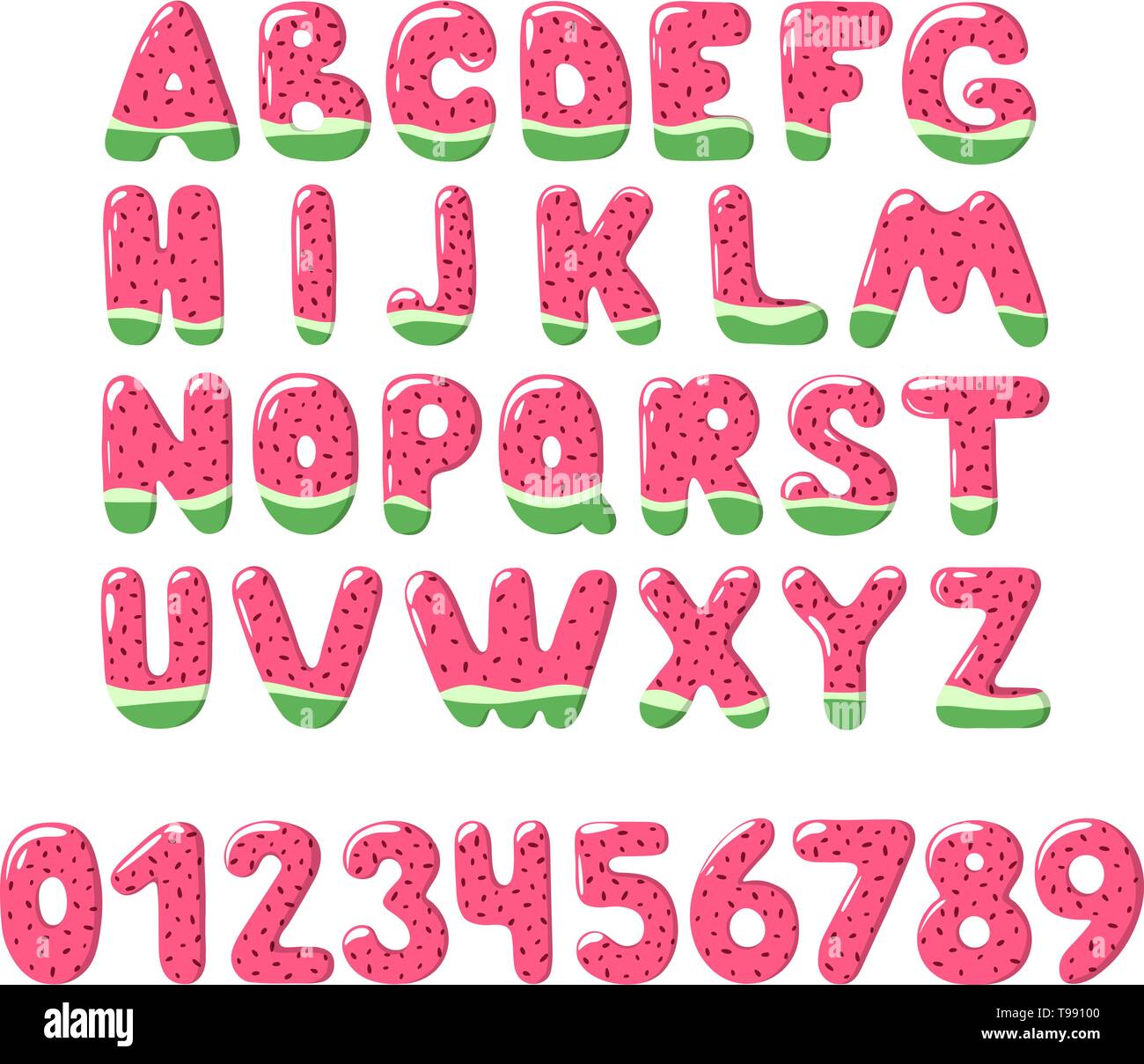 Watermelon Font on white background - vector signs Stock Vector Image ...