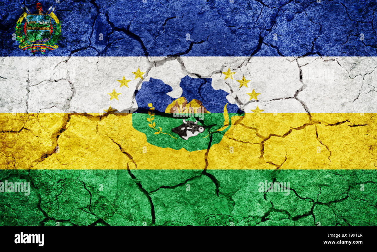 Guarico State flag, state of Venezuela, on dry earth ground texture ...
