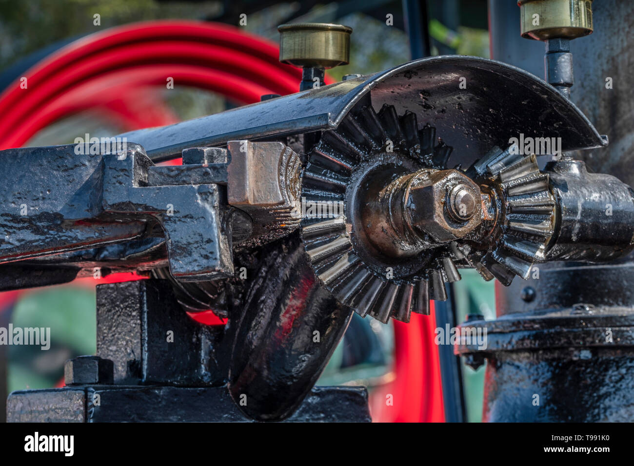 Detail of steering gear on a steam engine Stock Photo - Alamy