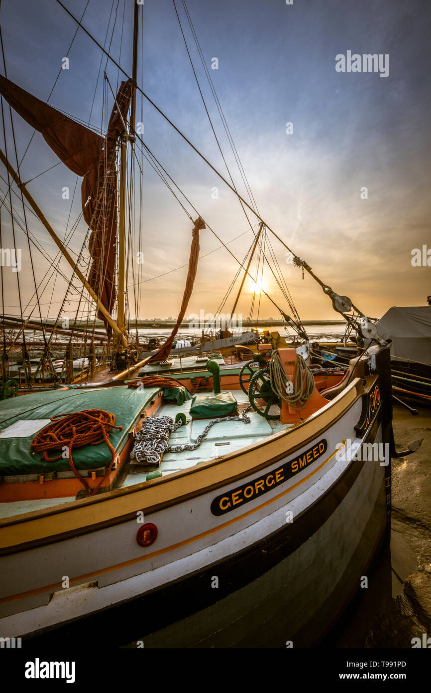 Thames sailing barges moored on the quay at Maldon Stock Photo - Alamy