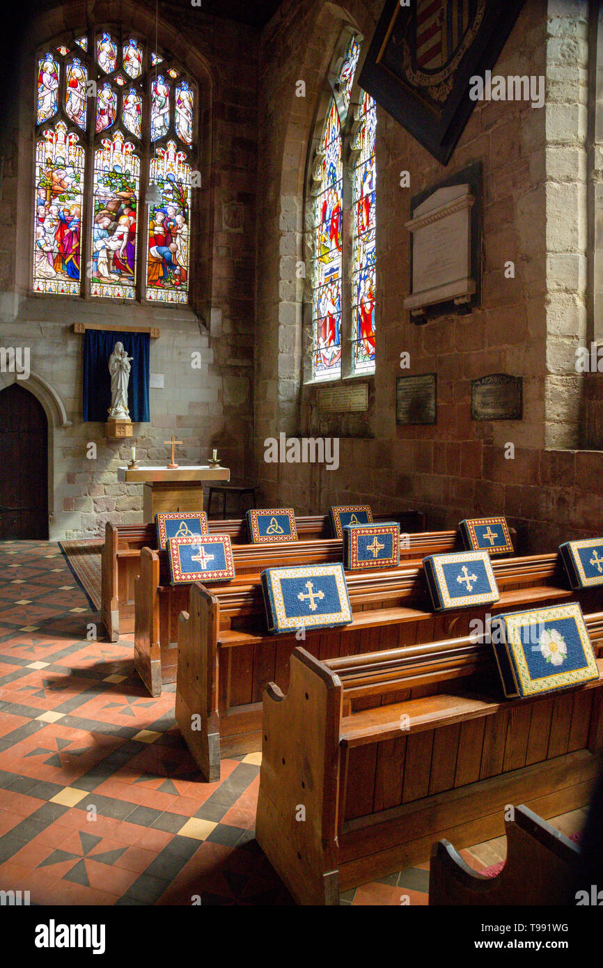Church interiors showing knelling pads or hassocks Stock Photo - Alamy