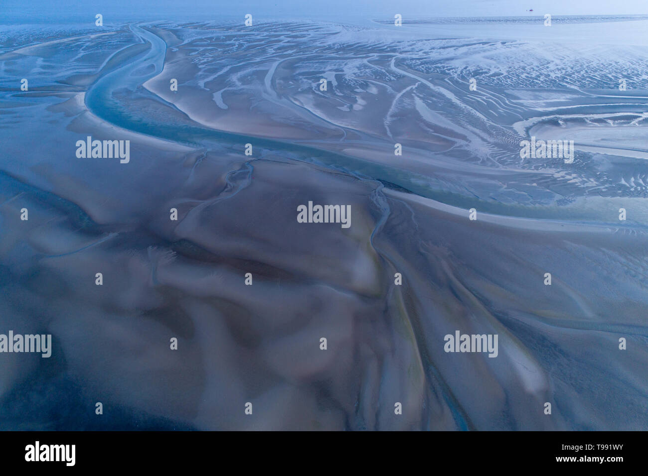 Aerial photos of the Wadden Sea at low tide, Sankt Peter-Ording ...