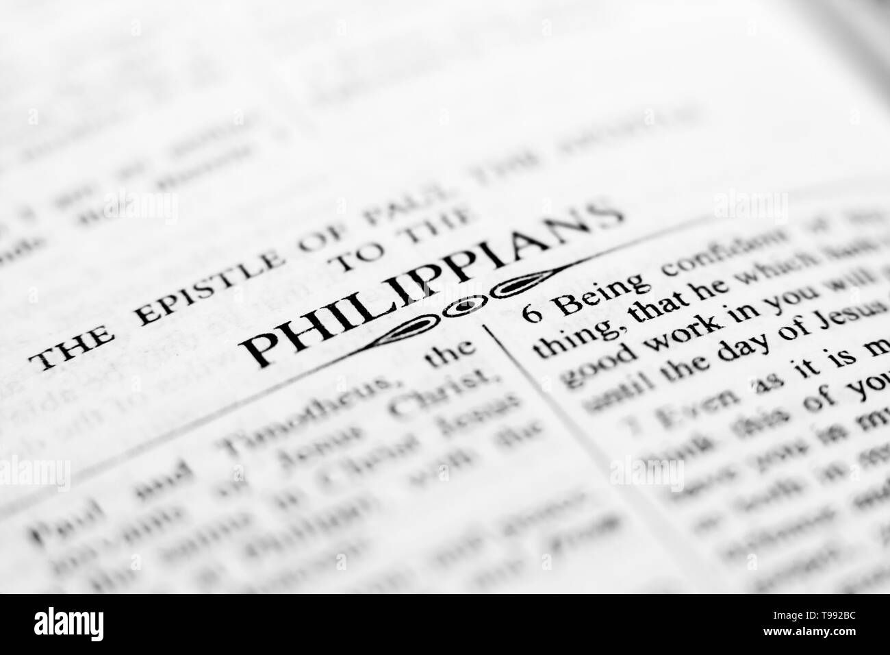 The Bible Opened. The holy bible close up Stock Photo - Alamy