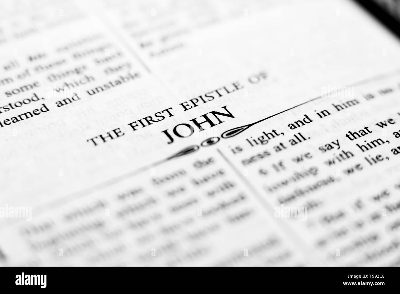 The Bible Opened. The holy bible close up Stock Photo - Alamy