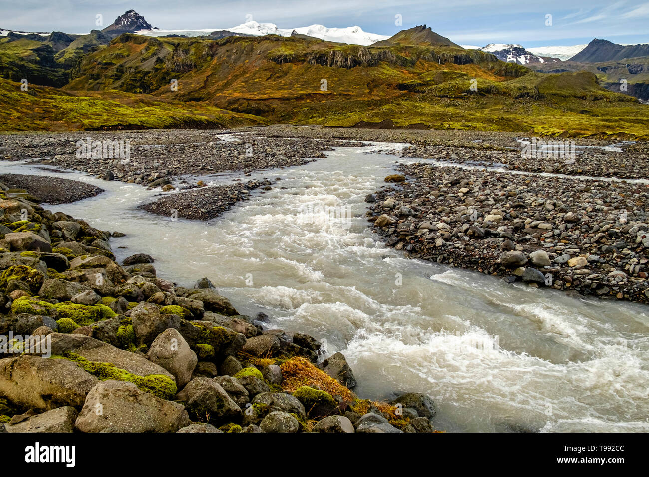 Thaw water and global warming signals in the southern country Stock ...
