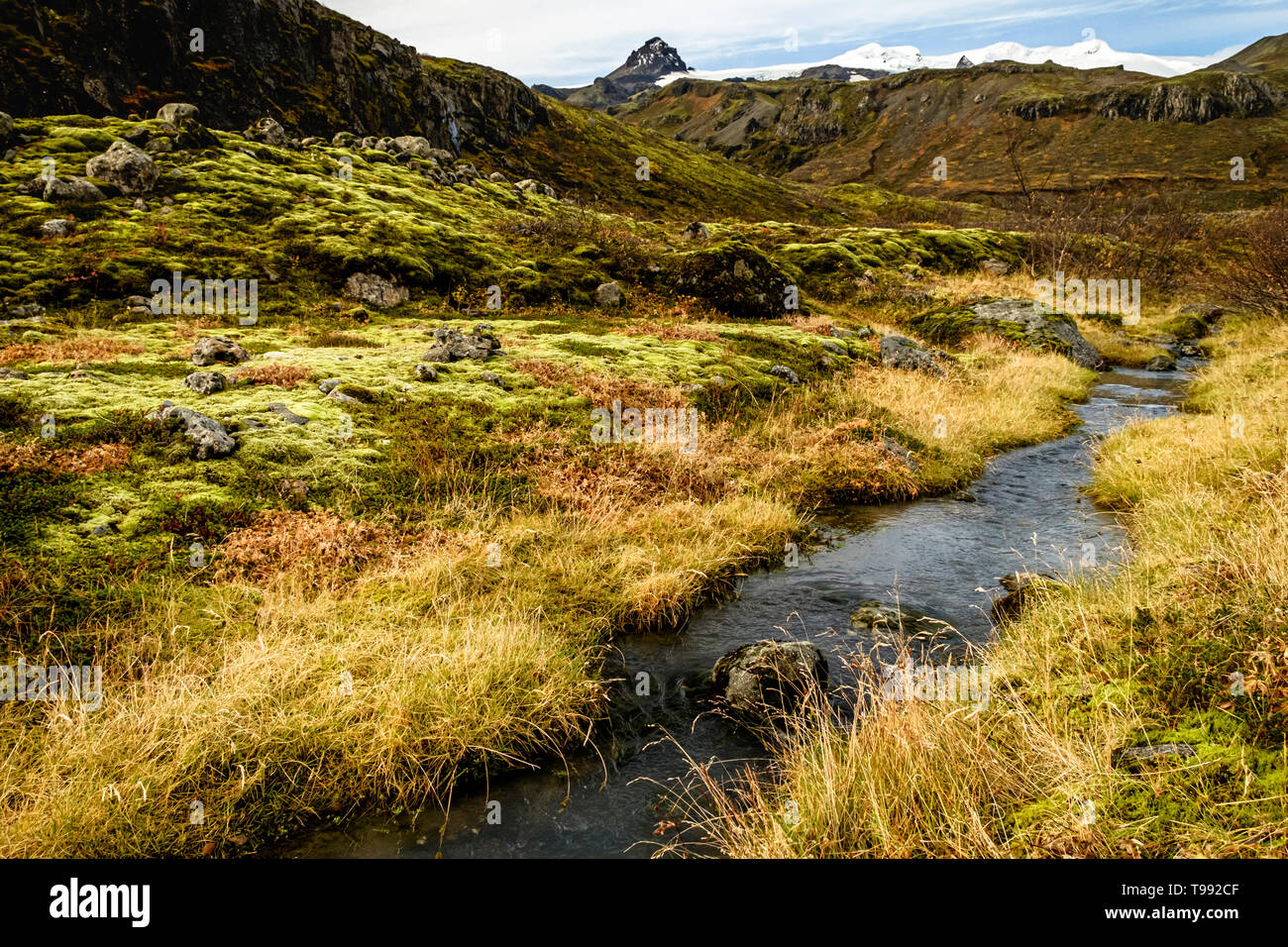 Thaw water and global warming signals in the southern country Stock ...