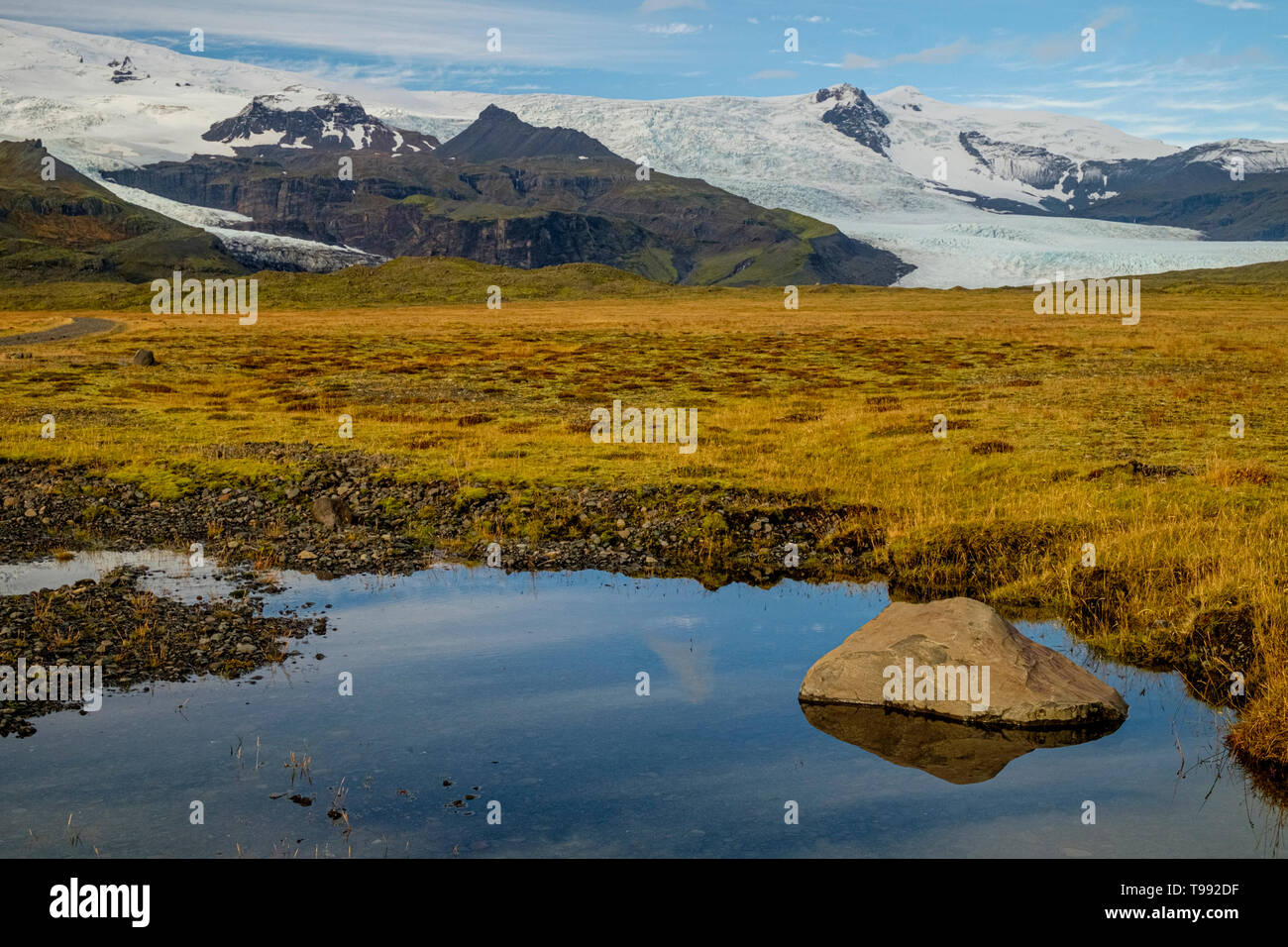 Thaw water and global warming signals in the southern country Stock ...