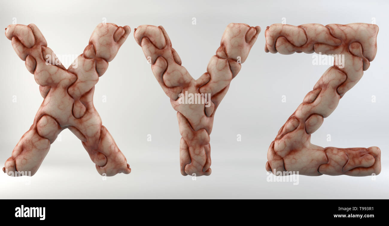 3D Render of Brain Alphabet (Letters and Numbers) isolated on white ...