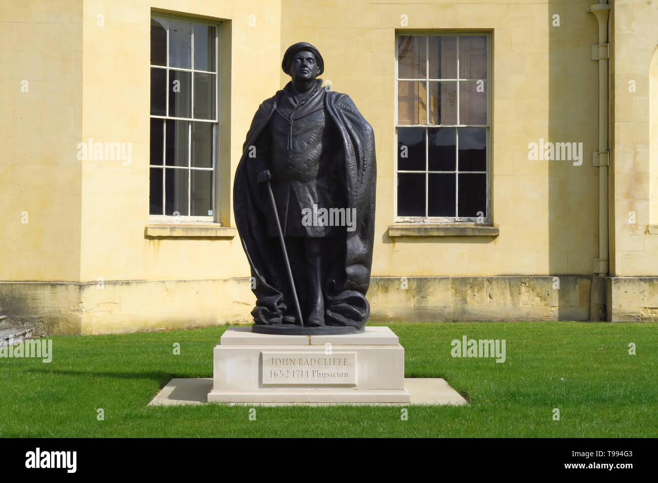 A statue of John Radcliffe (1652-1714) stands on the lawn outside the ...