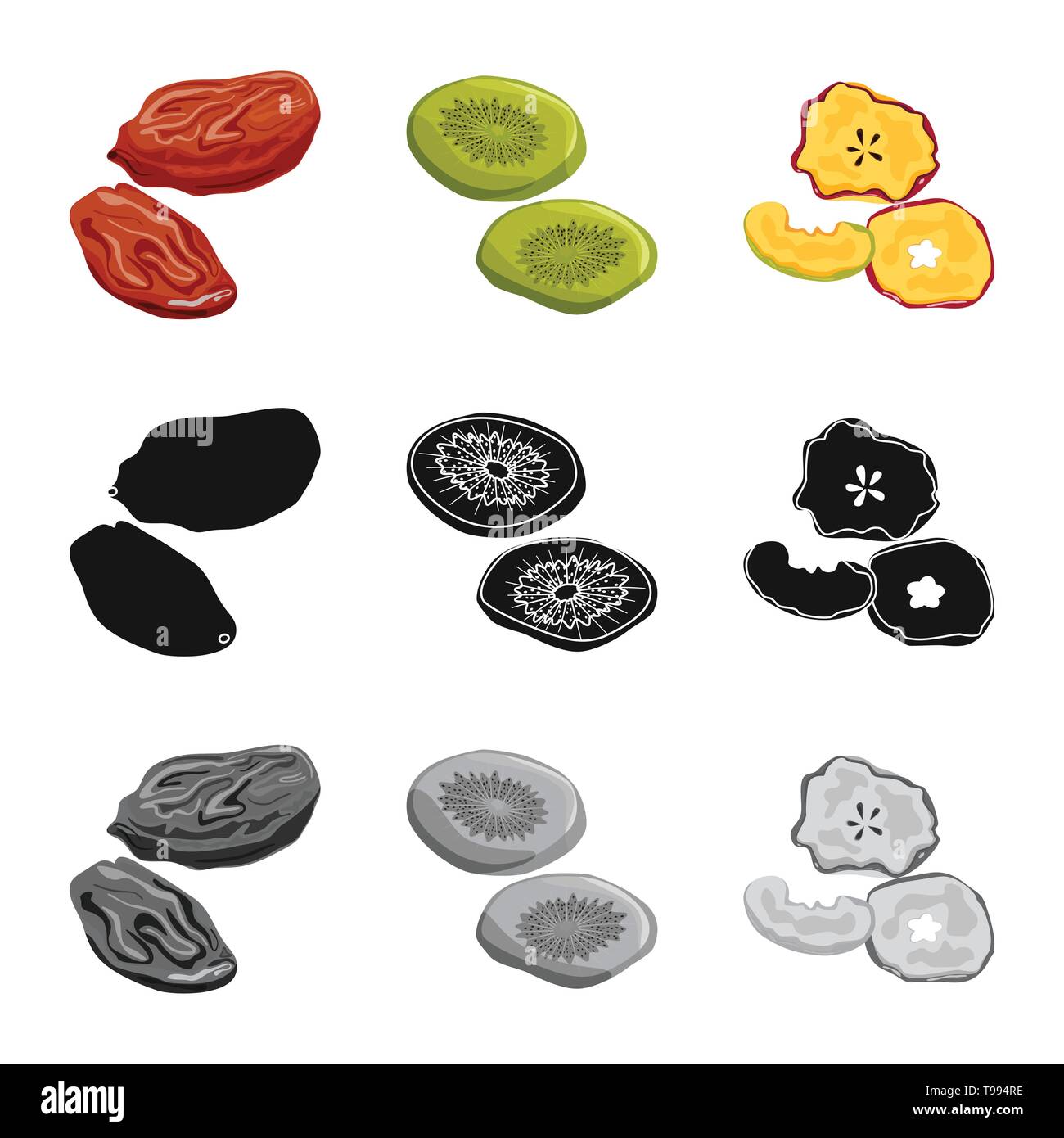 Vector illustration of food and raw symbol. Collection of food and ...