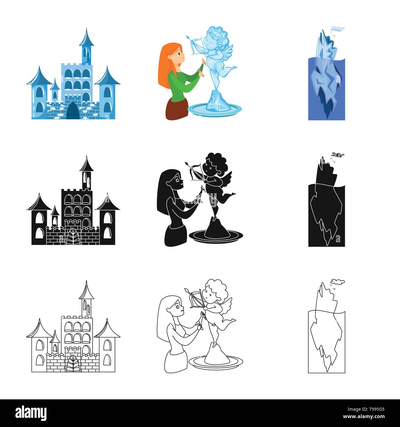 Angel sculpture, snow, ice Stock Vector Images - Alamy