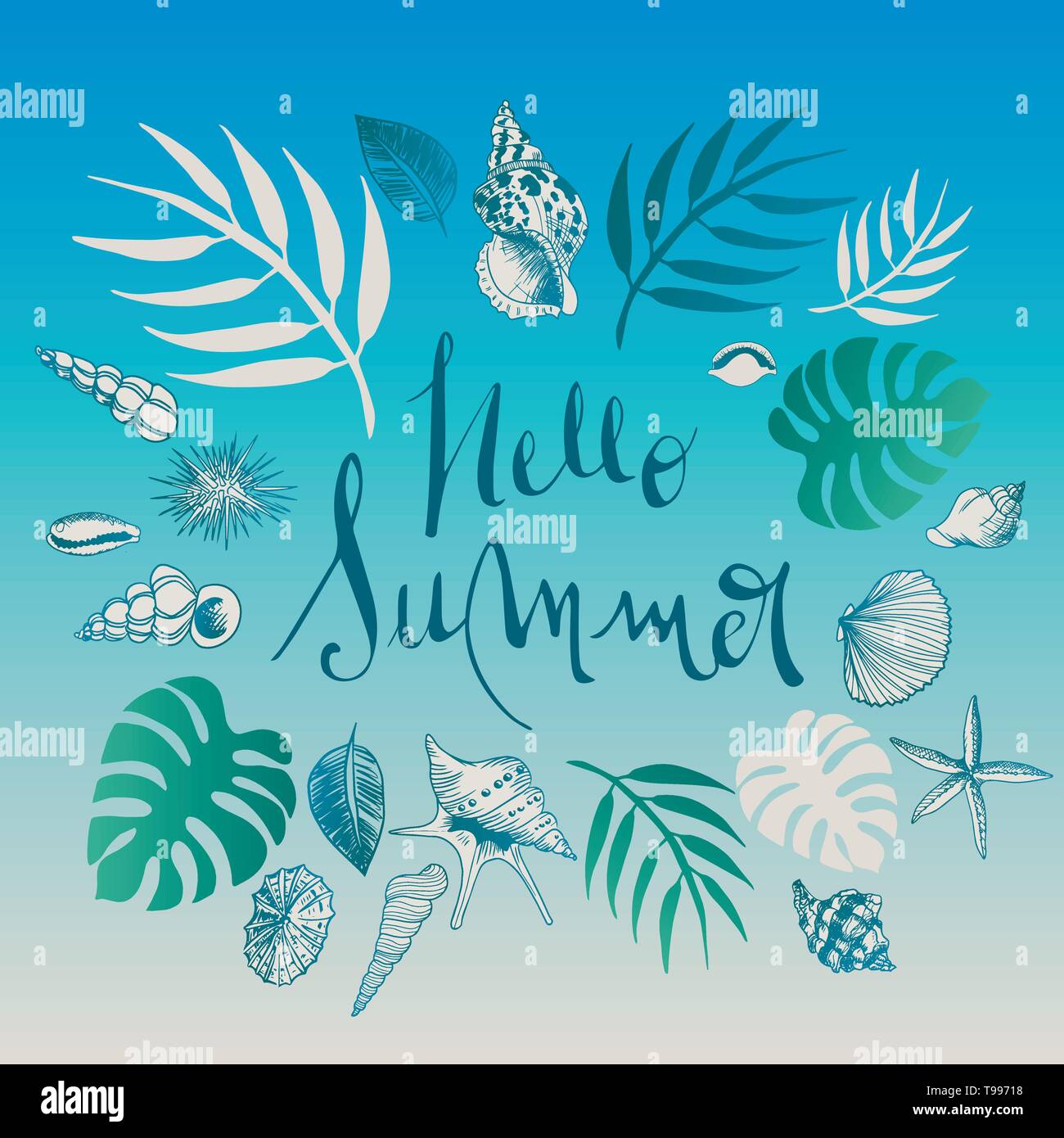 Vector seashell doodles full vector summer background Stock Vector ...