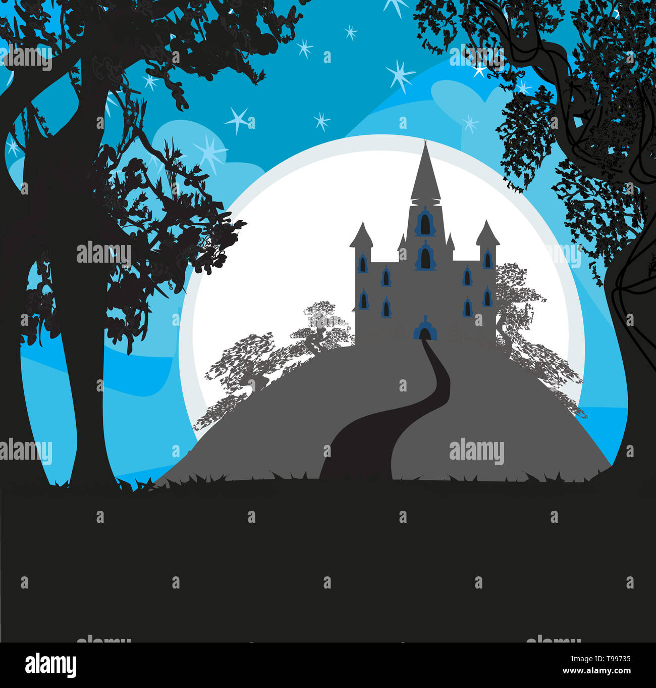 Magic Fairy Tale Princess Castle in the night Stock Photo - Alamy