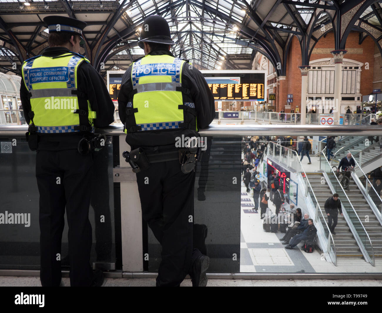 British transport police officer and Community support officer on duty ...