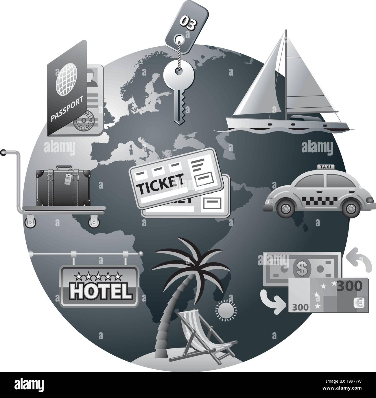 travel concept icon gray Stock Vector Image & Art - Alamy