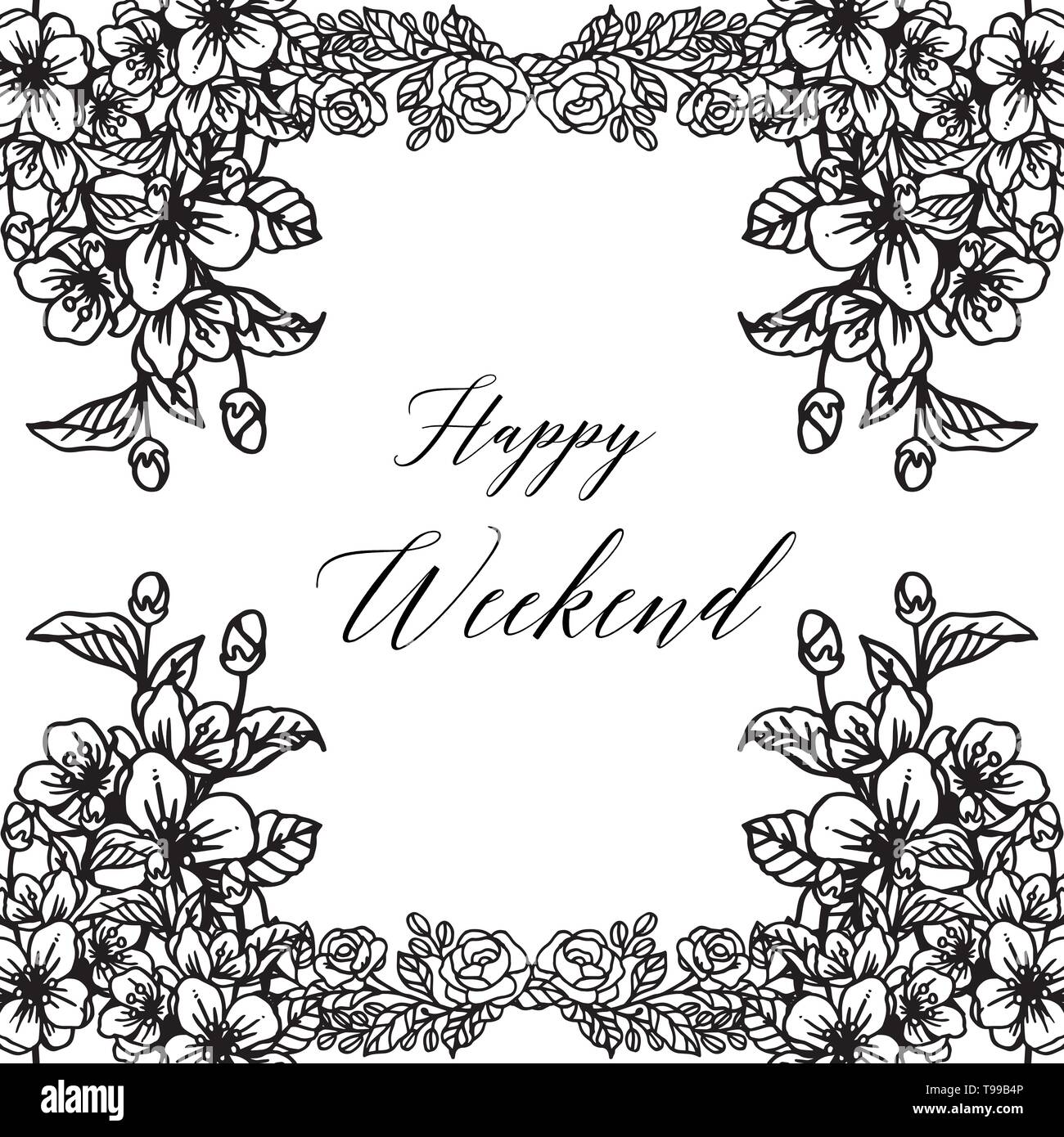 Vector illustration various invitation card happy weekend with backdrop ...