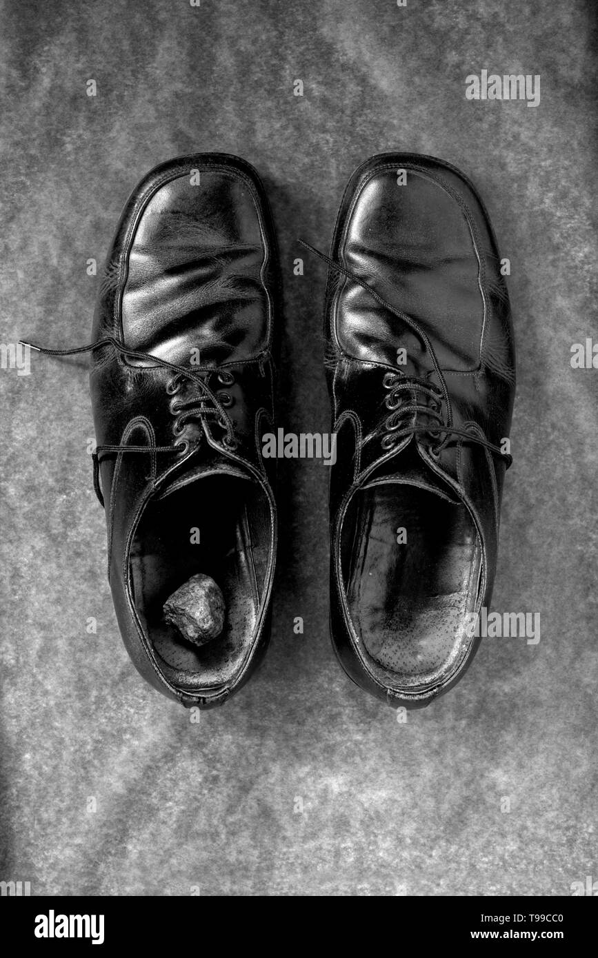 Leather left shoe Black and White Stock Photos & Images - Alamy