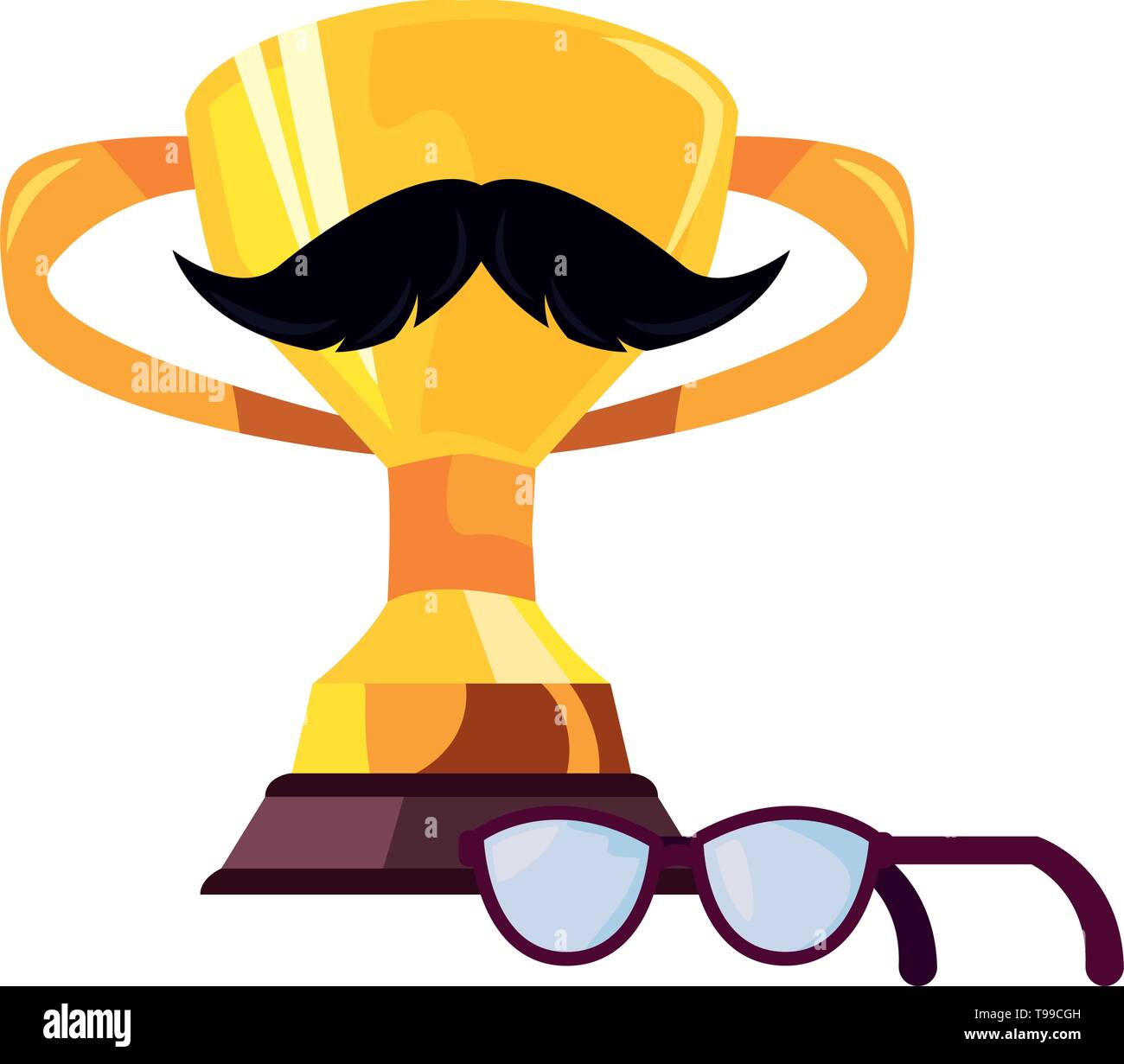 award trophy mustache eyeglasses happy fathers day vector illustration ...