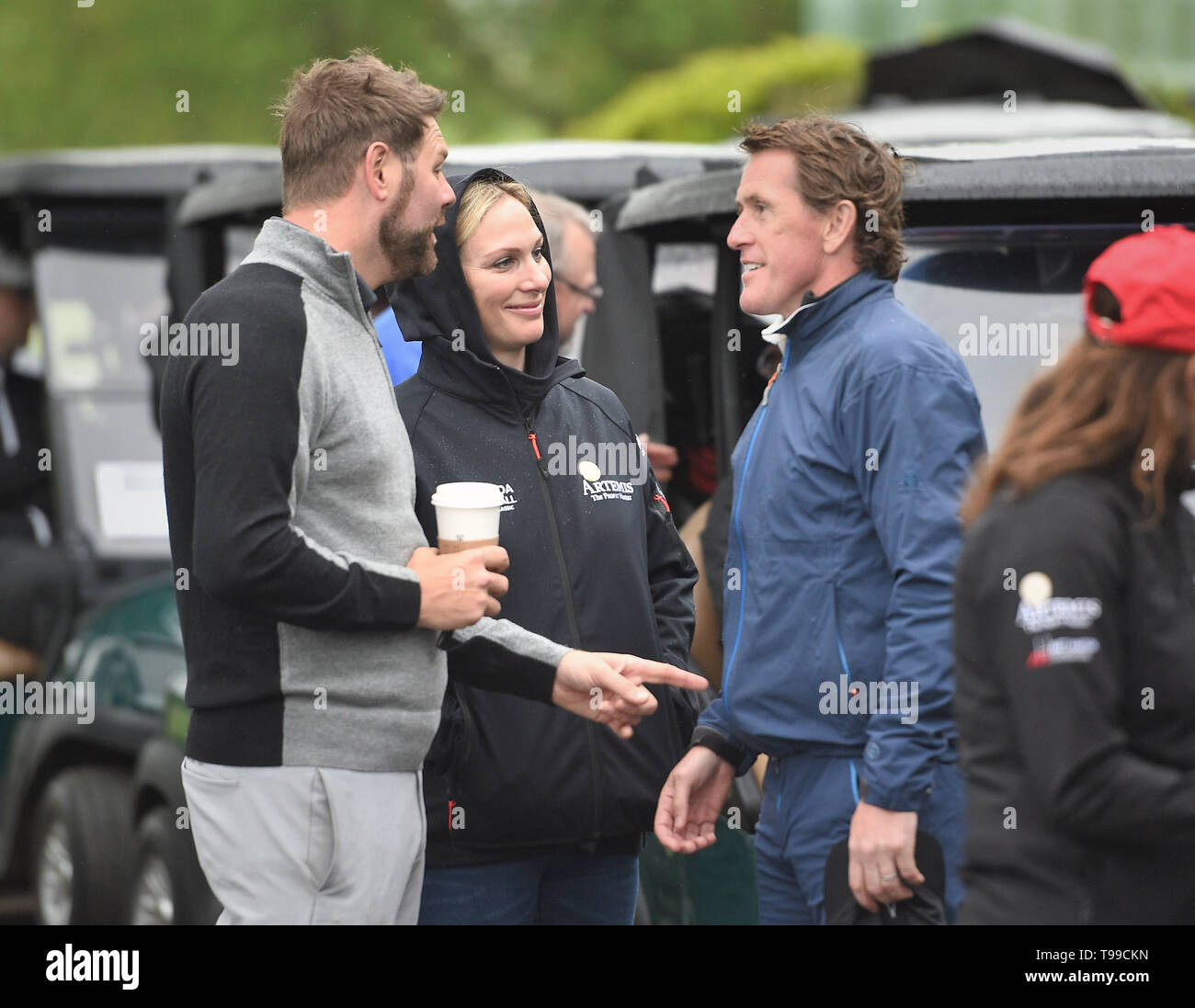 (Left to right) Brian McFadden, Zara Tindall and AP McCoy during the ...