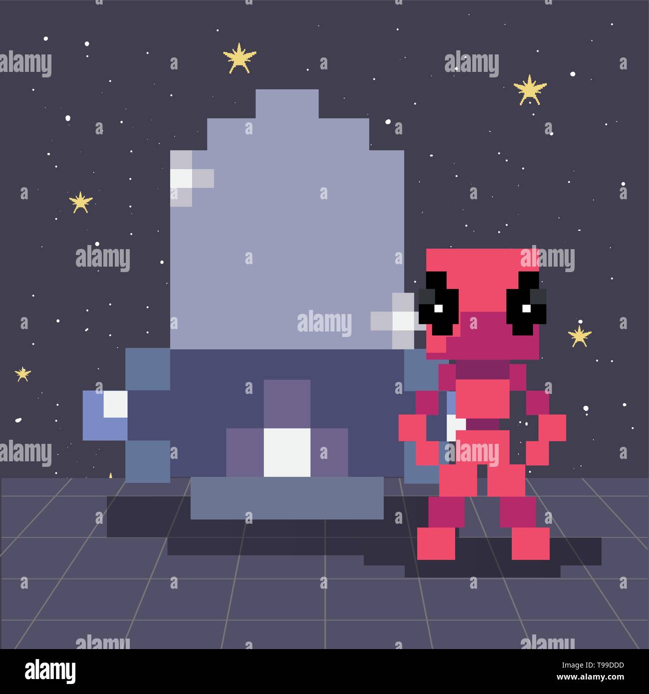 invader ufo space pixel video game retro vector illustration Stock ...