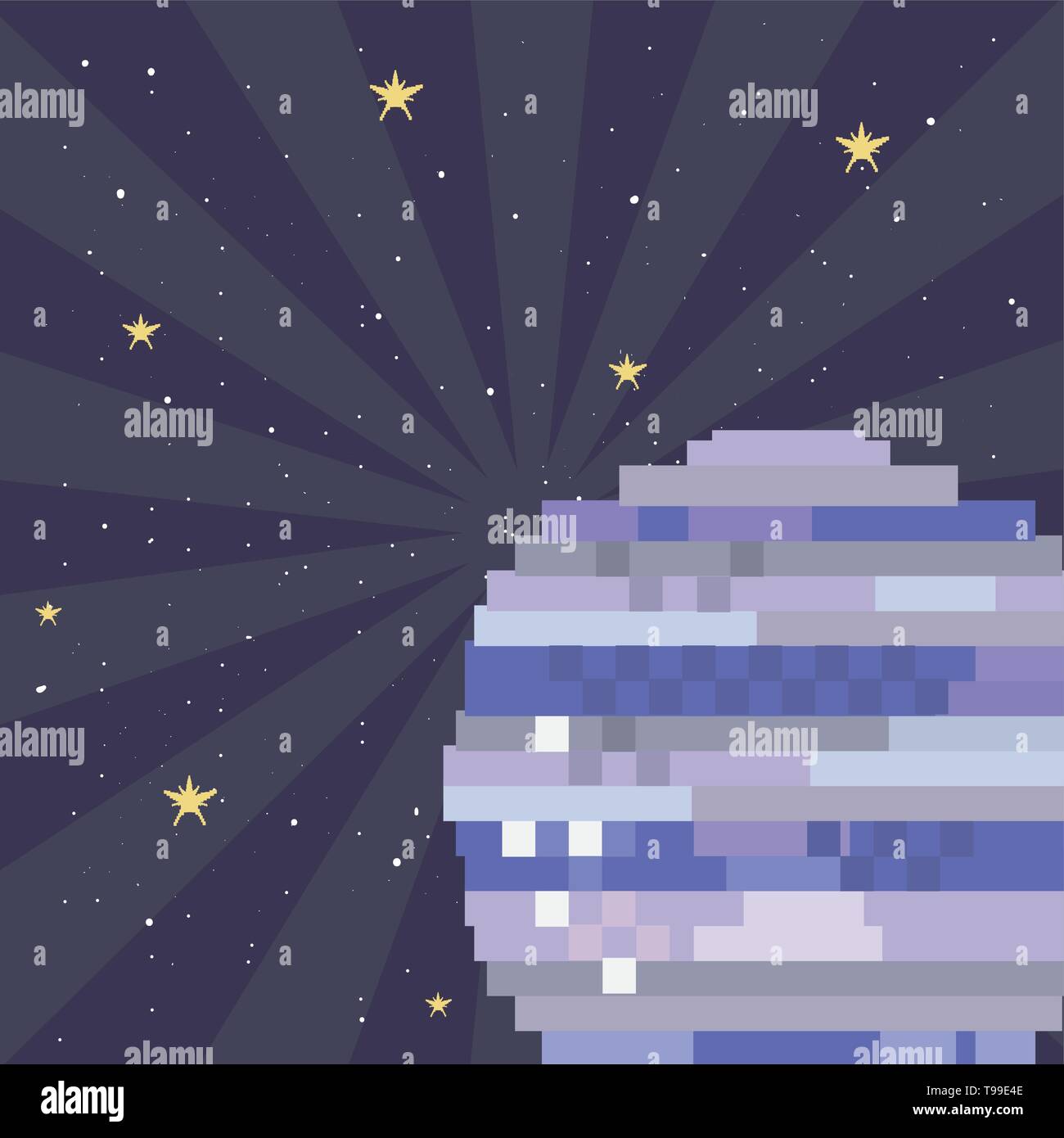 pixelated planet space stars background vector illustration Stock ...