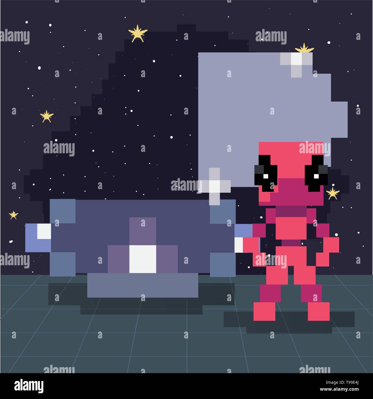 invader ufo space pixel video game retro vector illustration Stock ...