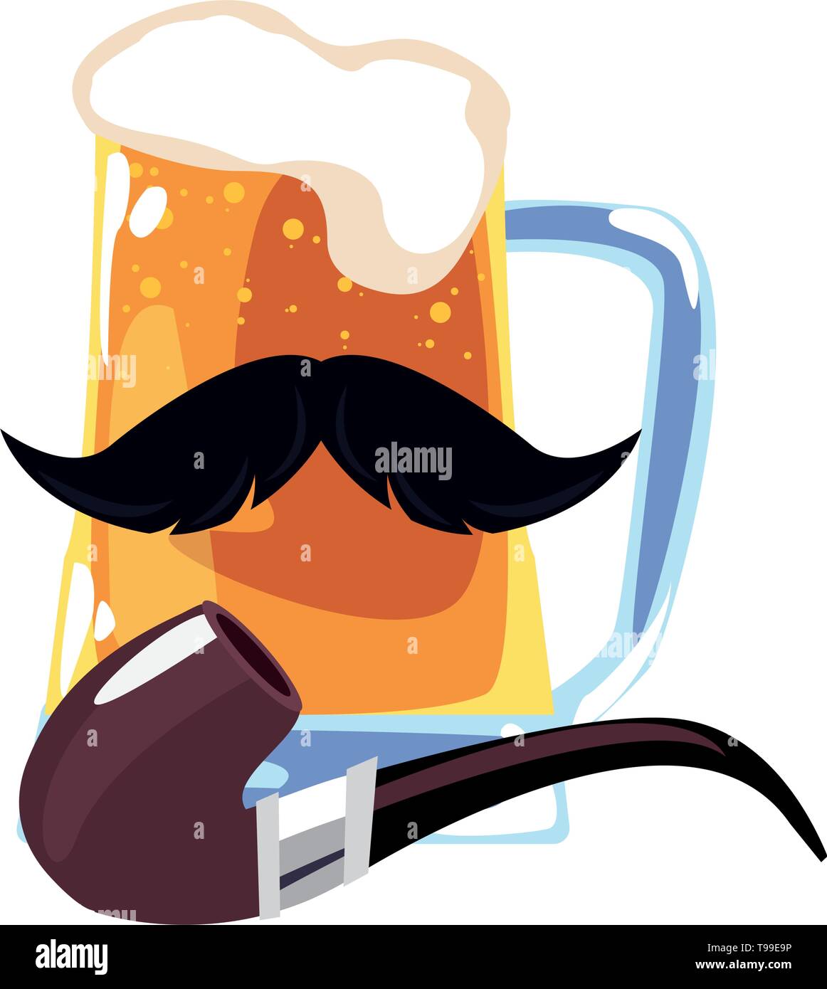 beer mustache tobacco pipe happy fathers day vector illustration Stock ...