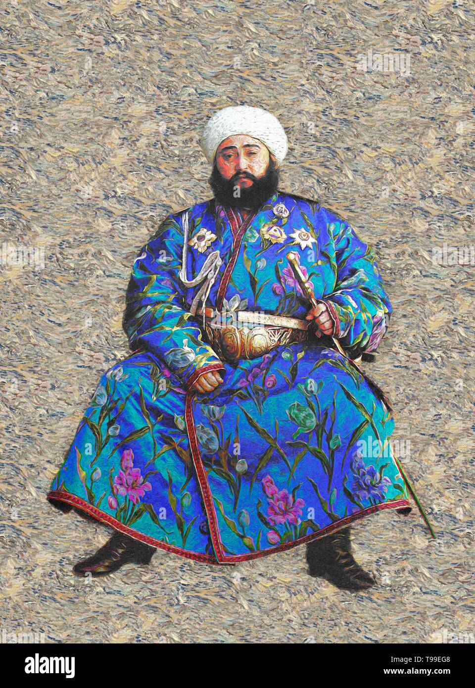 Impressionist oil painting of Mohammed Alim Khan, Emir of Bukhara ...