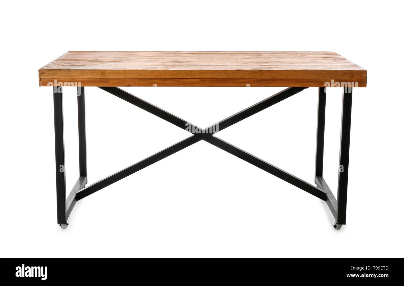 Elegant table on white background Stock Photo - Alamy