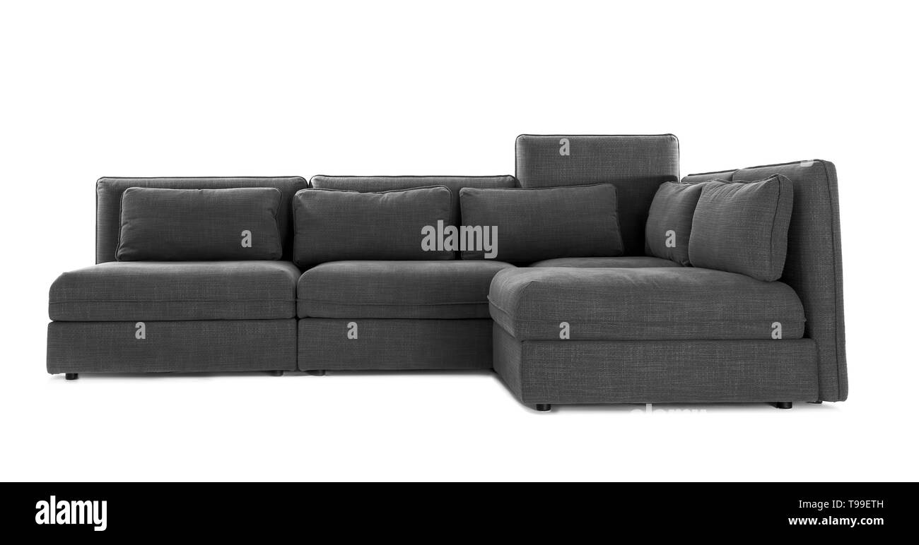 Comfortable corner sofa on white background Stock Photo - Alamy