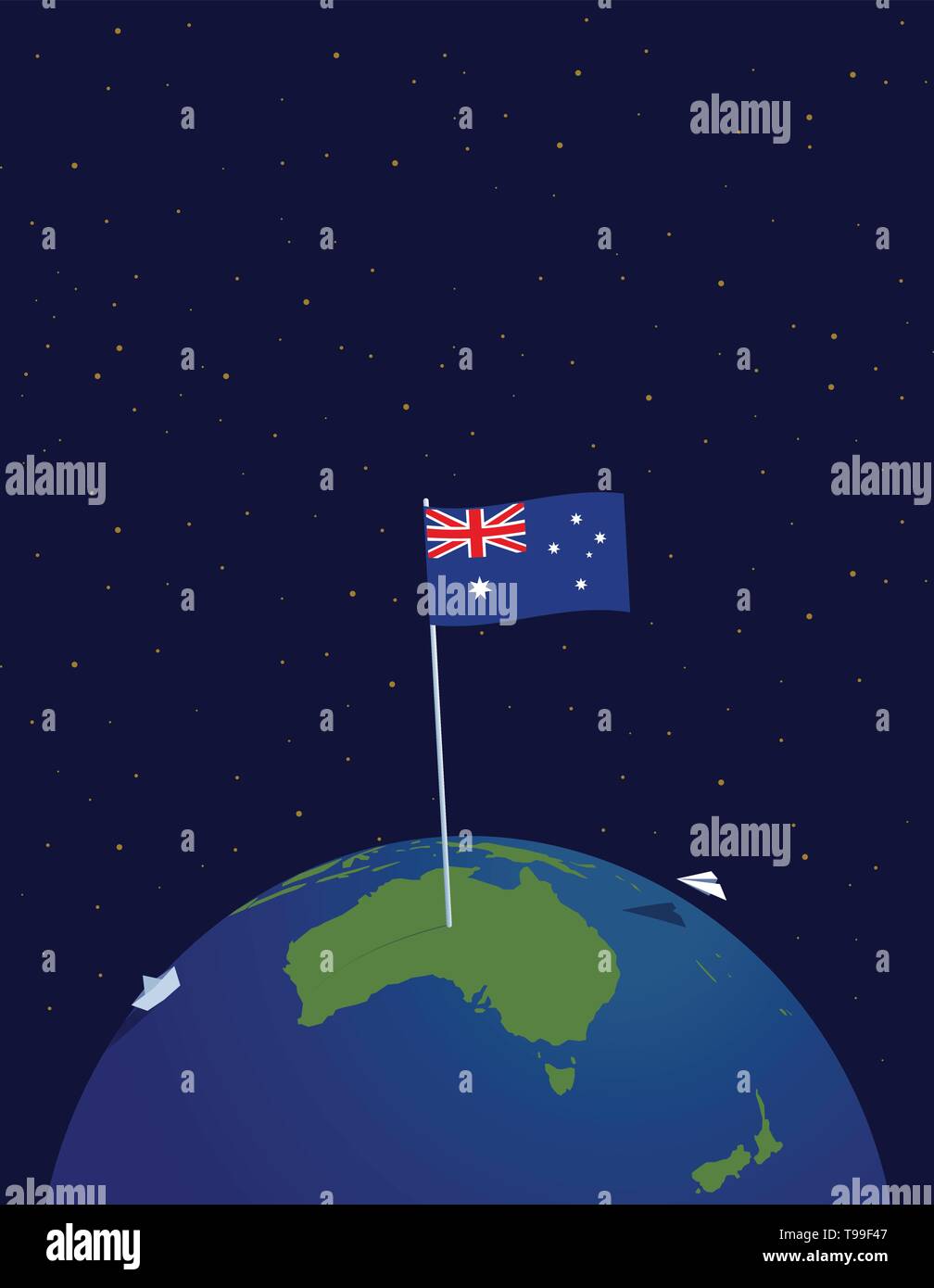 Australia on the globe of planet Earth, a view from space. The Flag Of ...