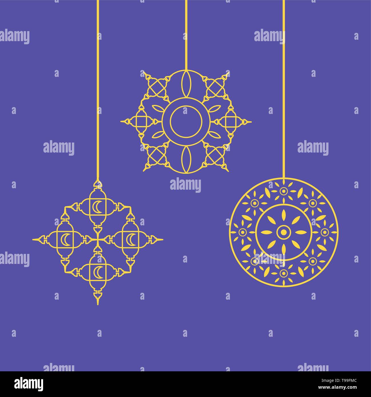 decorative mandalas hanging ramadan kareem vector illustration design ...