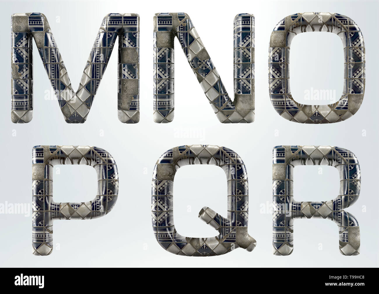 Ceramic Alphabet - 3D Render Set - Letter M to R, isolated on white ...