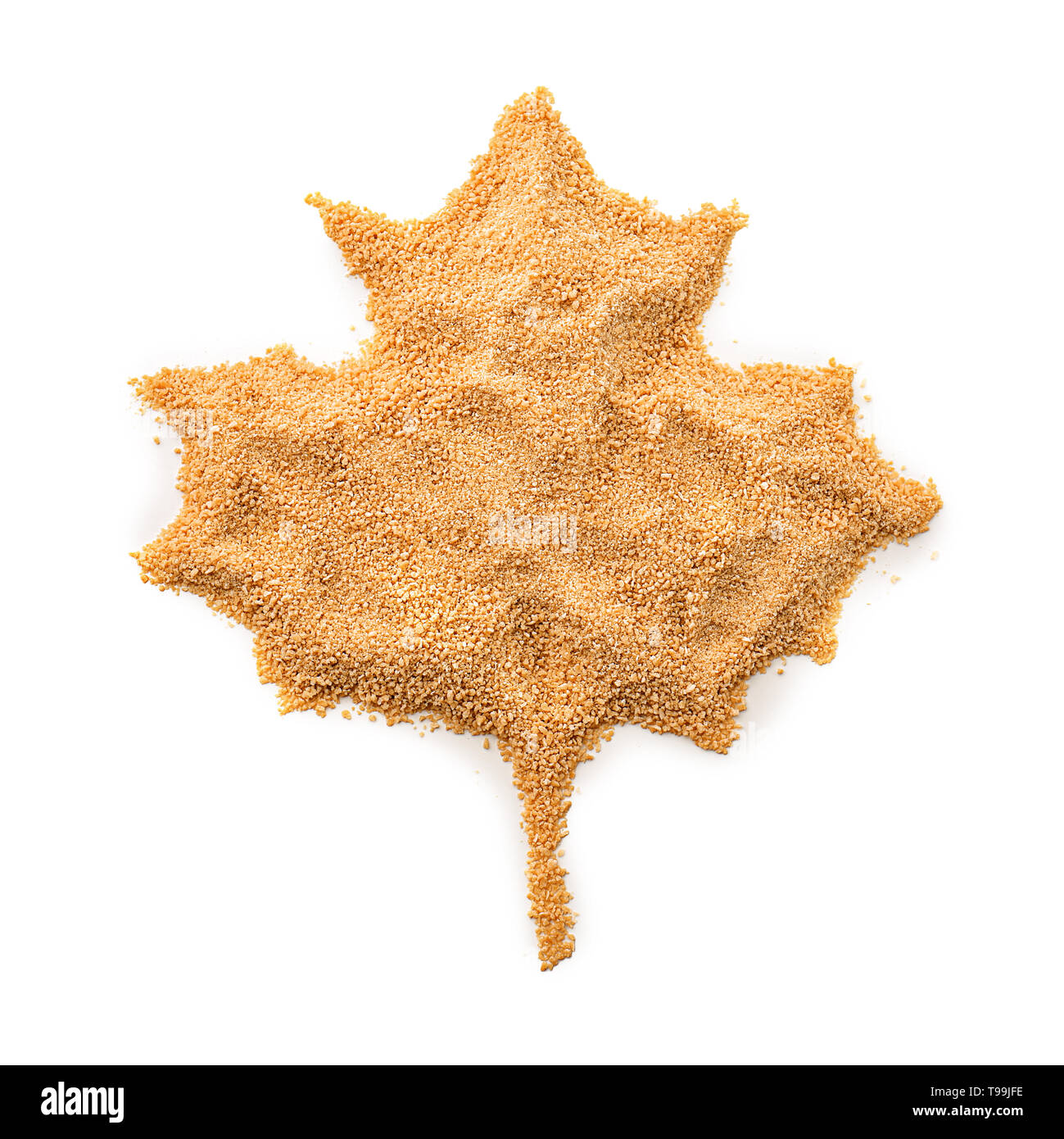 Maple leaf made with granulated sugar on white background Stock Photo ...