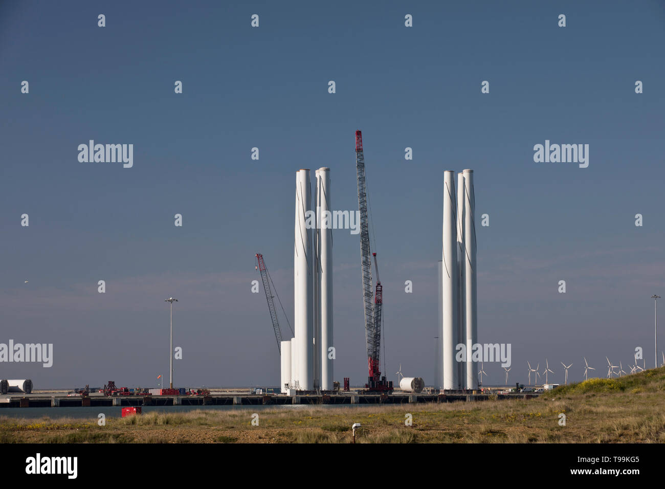 Offshore wind turbine construction base at Great Yarmouth outer harbour ...