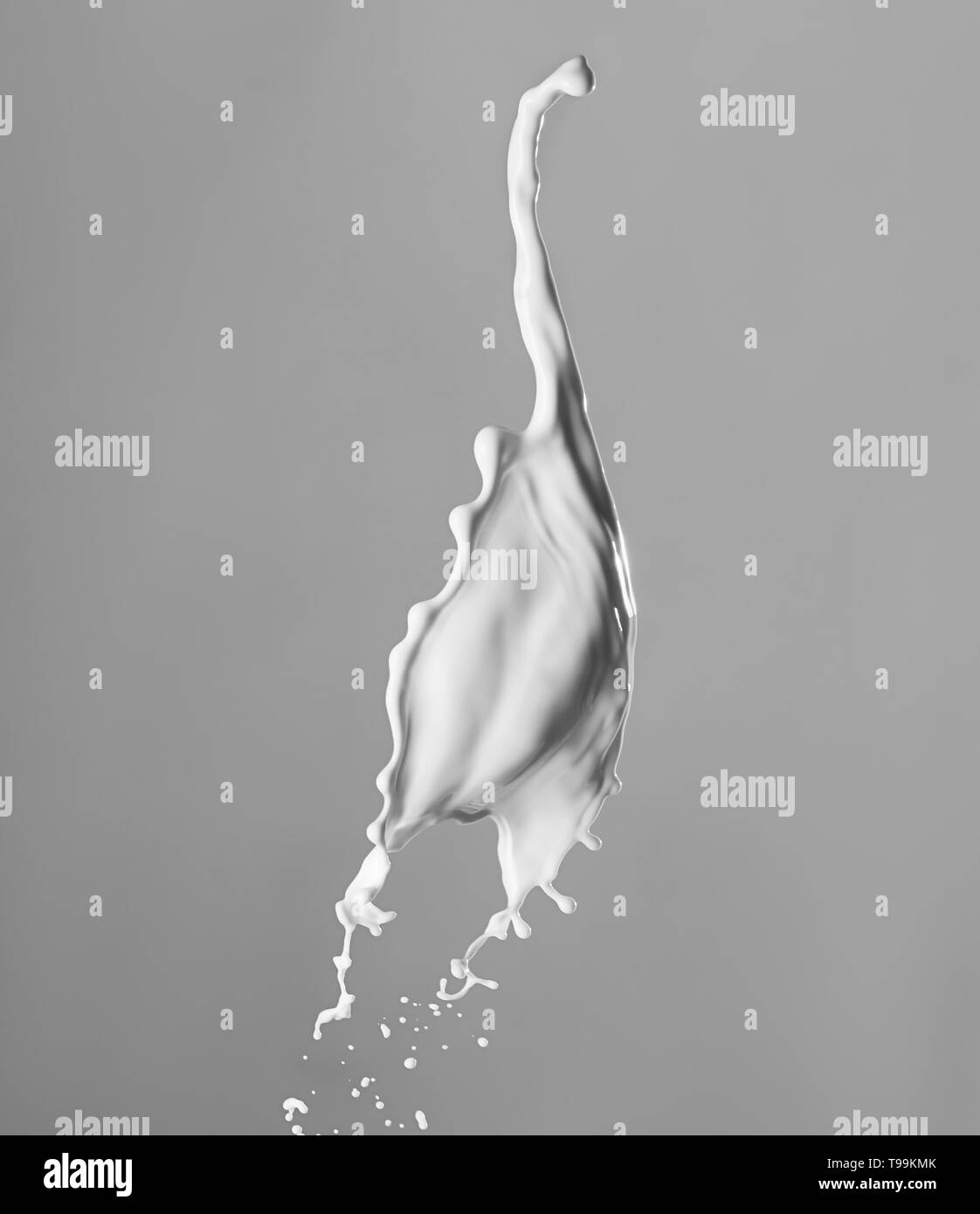 Splash of milk on grey background Stock Photo - Alamy