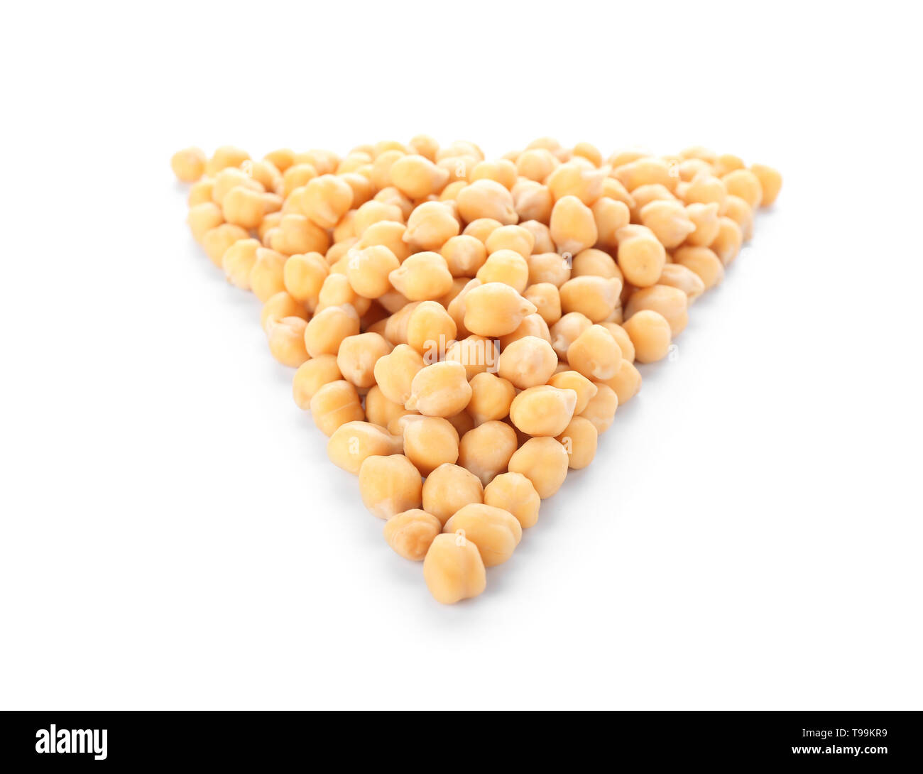 Triangular pile of chickpeas on white background Stock Photo - Alamy