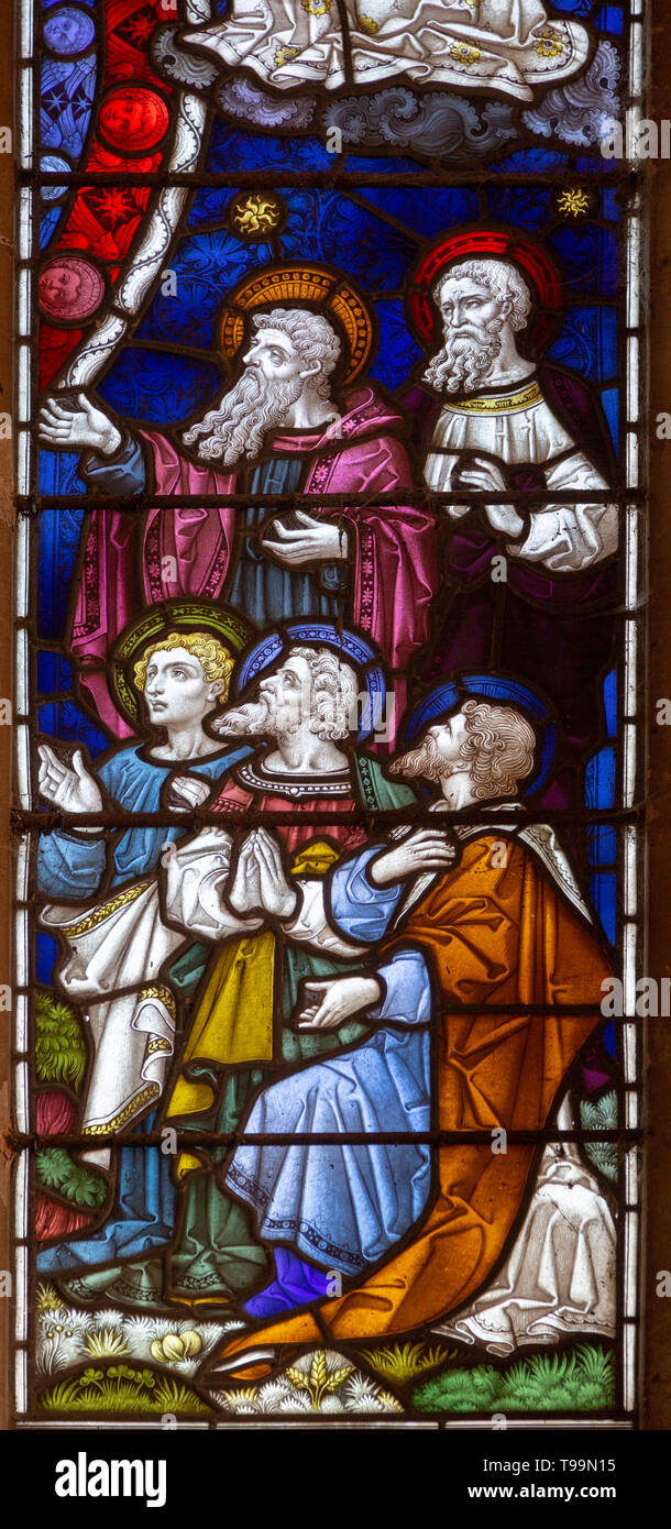 Victorian 19th century stained glass east window church of Saint ...