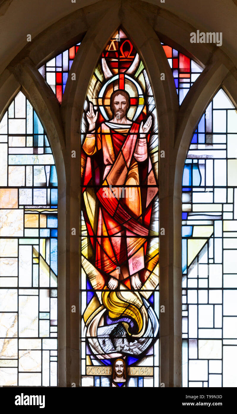 Risen Christ stained glass east window church of Saint Mary, Newbourne ...