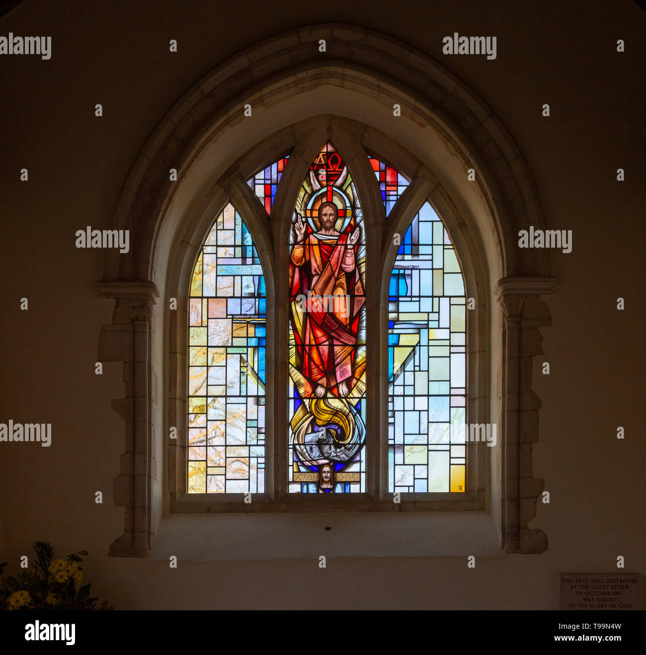 Risen Christ stained glass east window church of Saint Mary, Newbourne ...