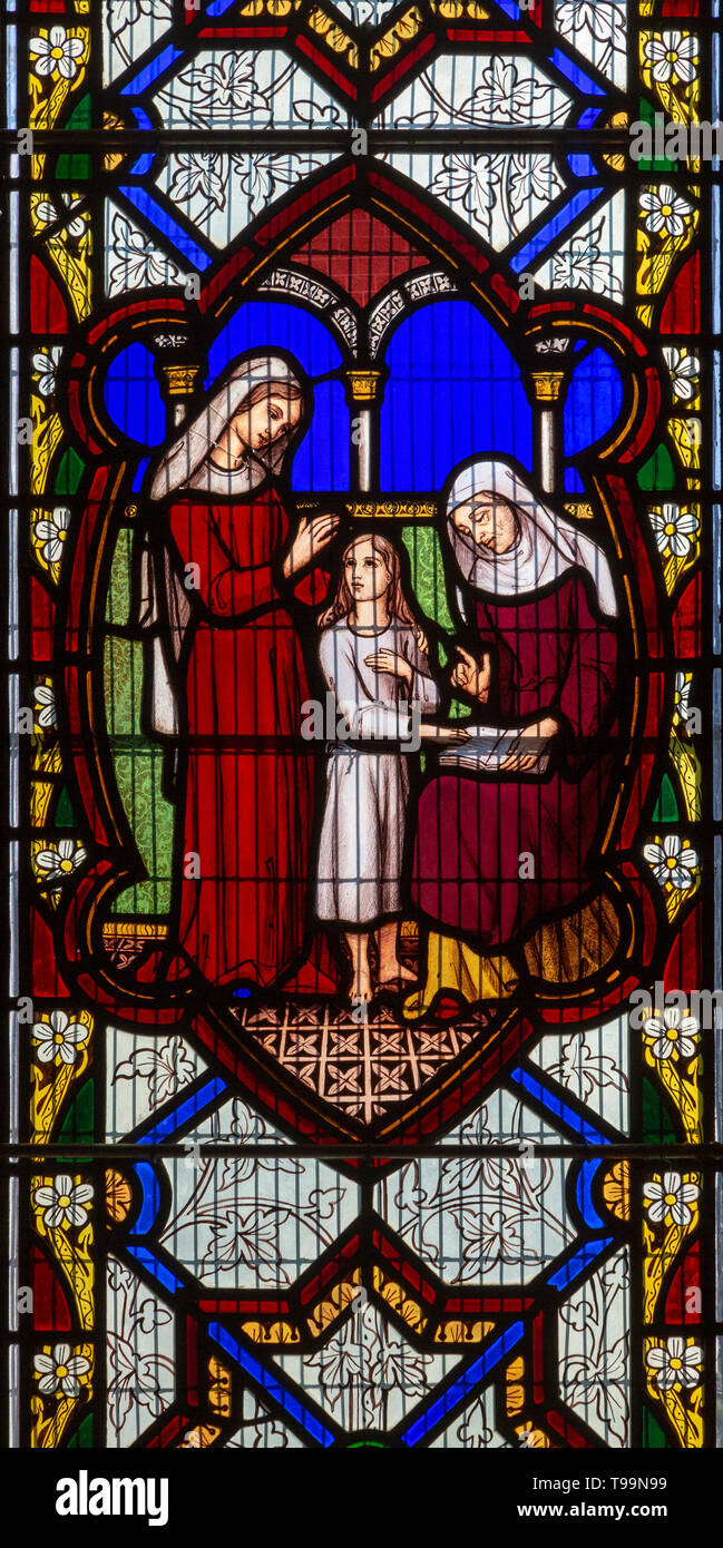 St anne stained glass window hi-res stock photography and images - Alamy