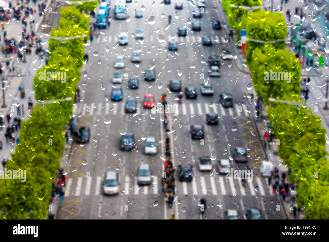 Paris during heavy Rain, raining Day in Paris, Drops on the window ...