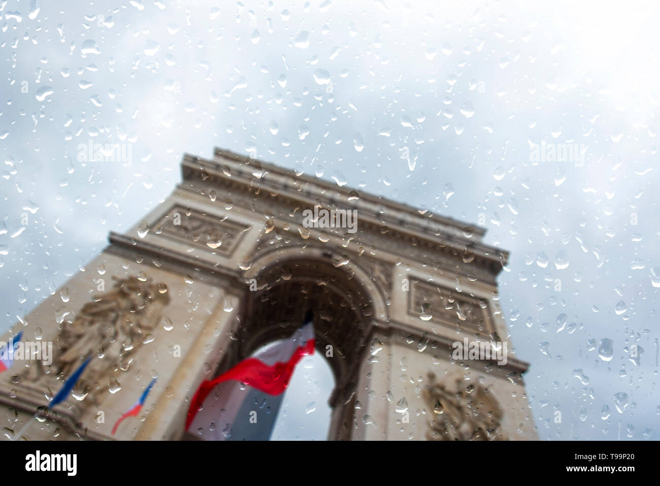 Paris during heavy Rain, raining Day in Paris, Drops on the window ...