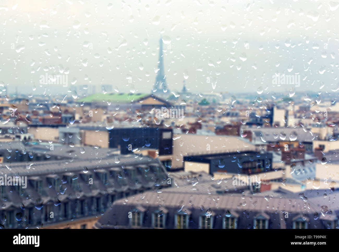Paris during heavy Rain, raining Day in Paris, Drops on the window ...