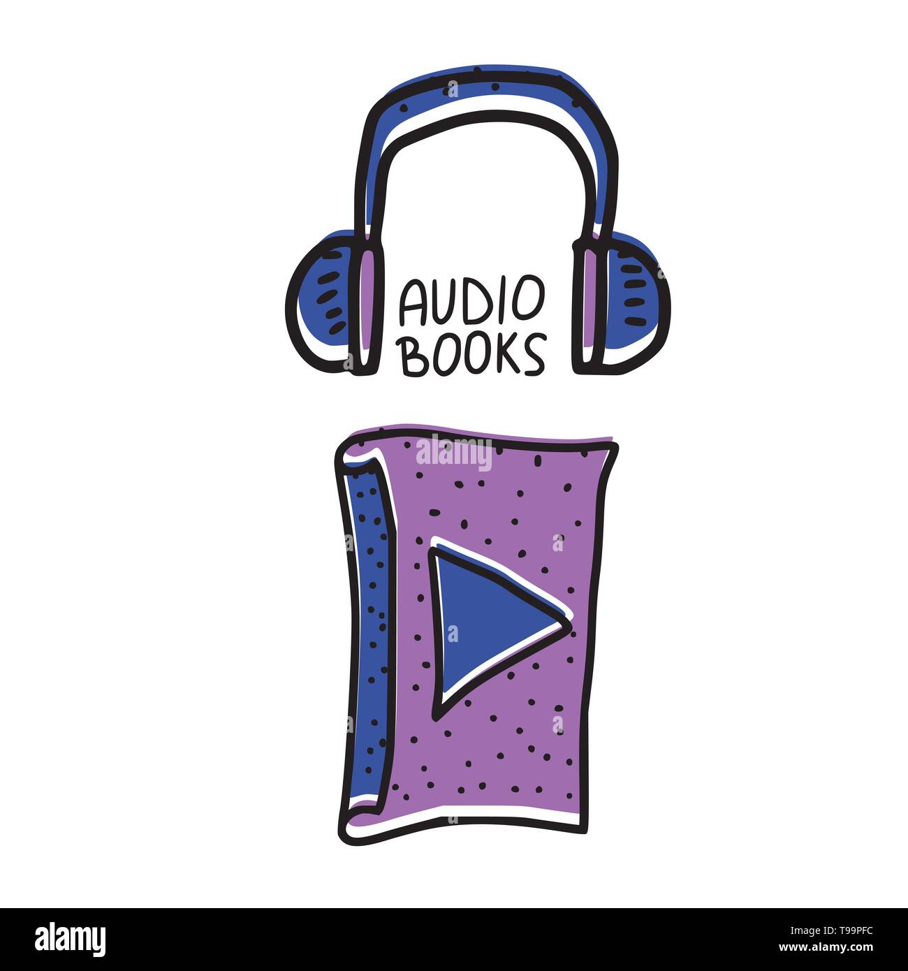 Audiobooks concept. Set of audio book symbols with lettering. Vector ...