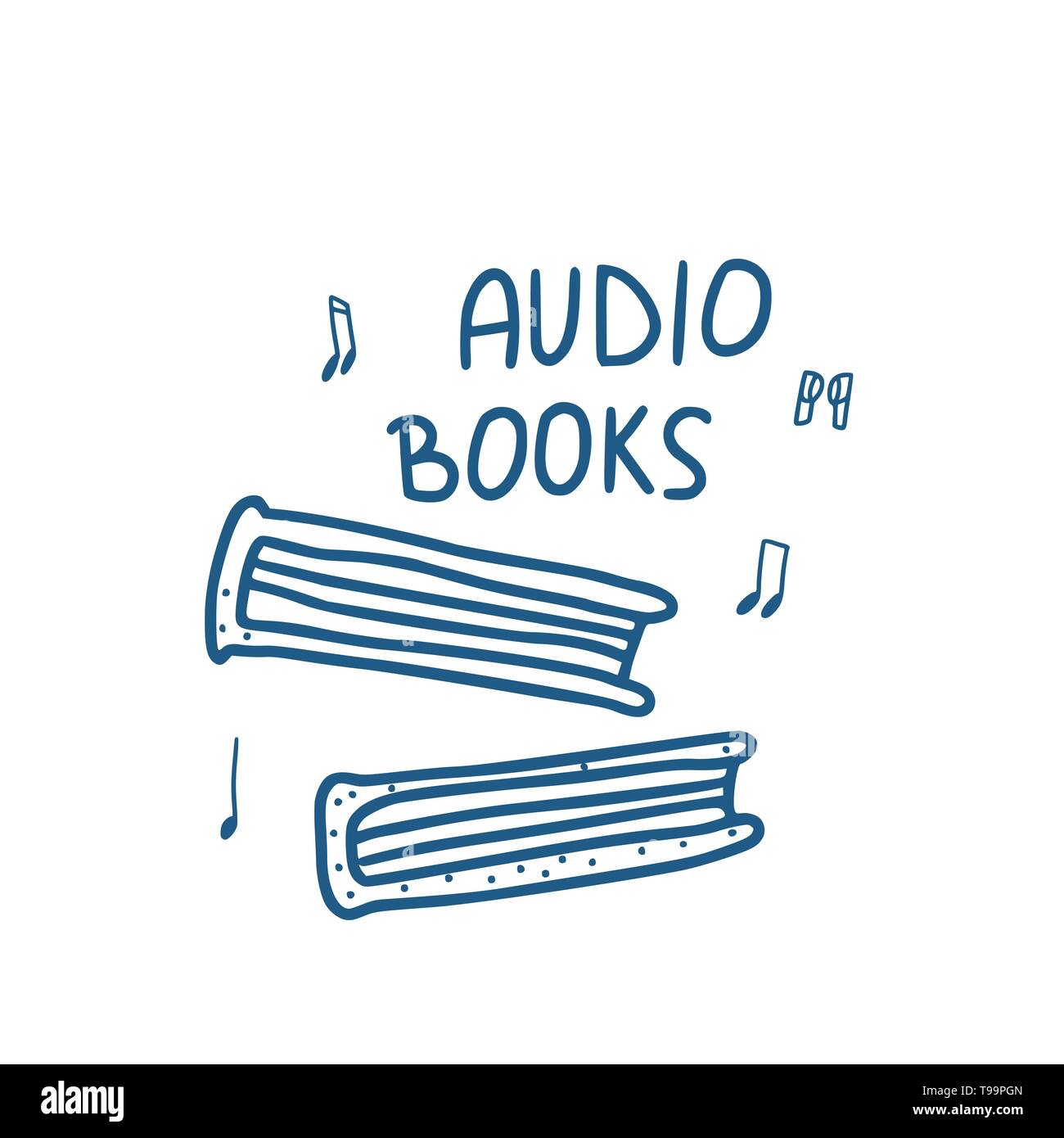 Audiobooks concept. Set of audio book symbols with lettering. Vector ...